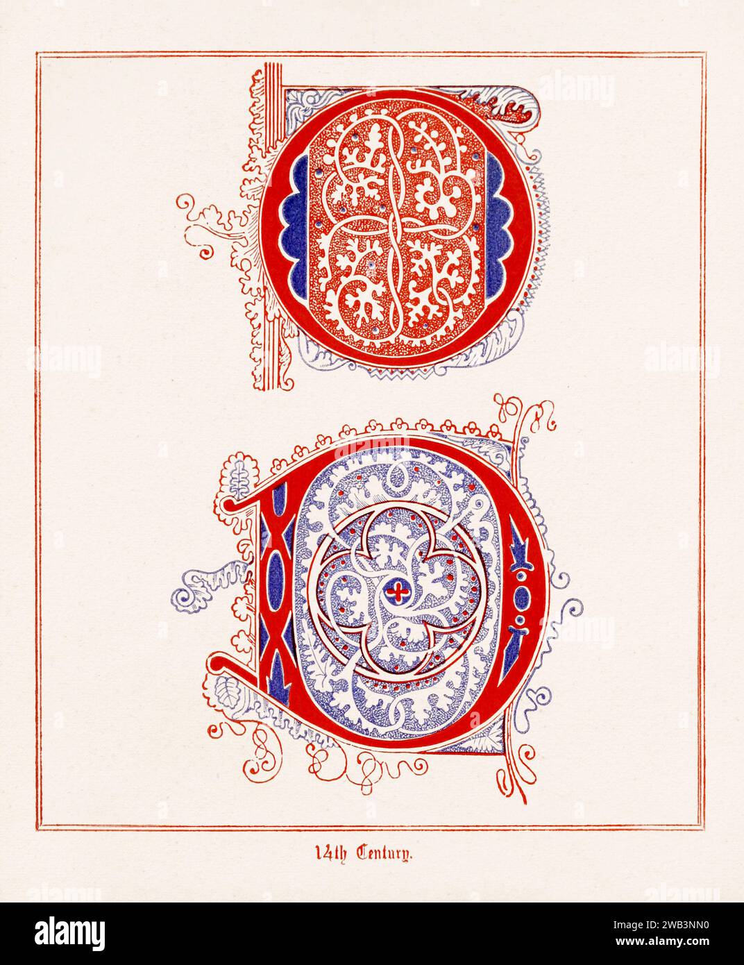 Medieval Alphabet initials. 19th-century book illustration showcasing ...