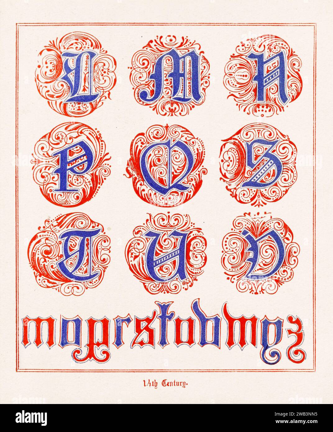 Medieval Alphabet initials. 19th-century book illustration showcasing ...