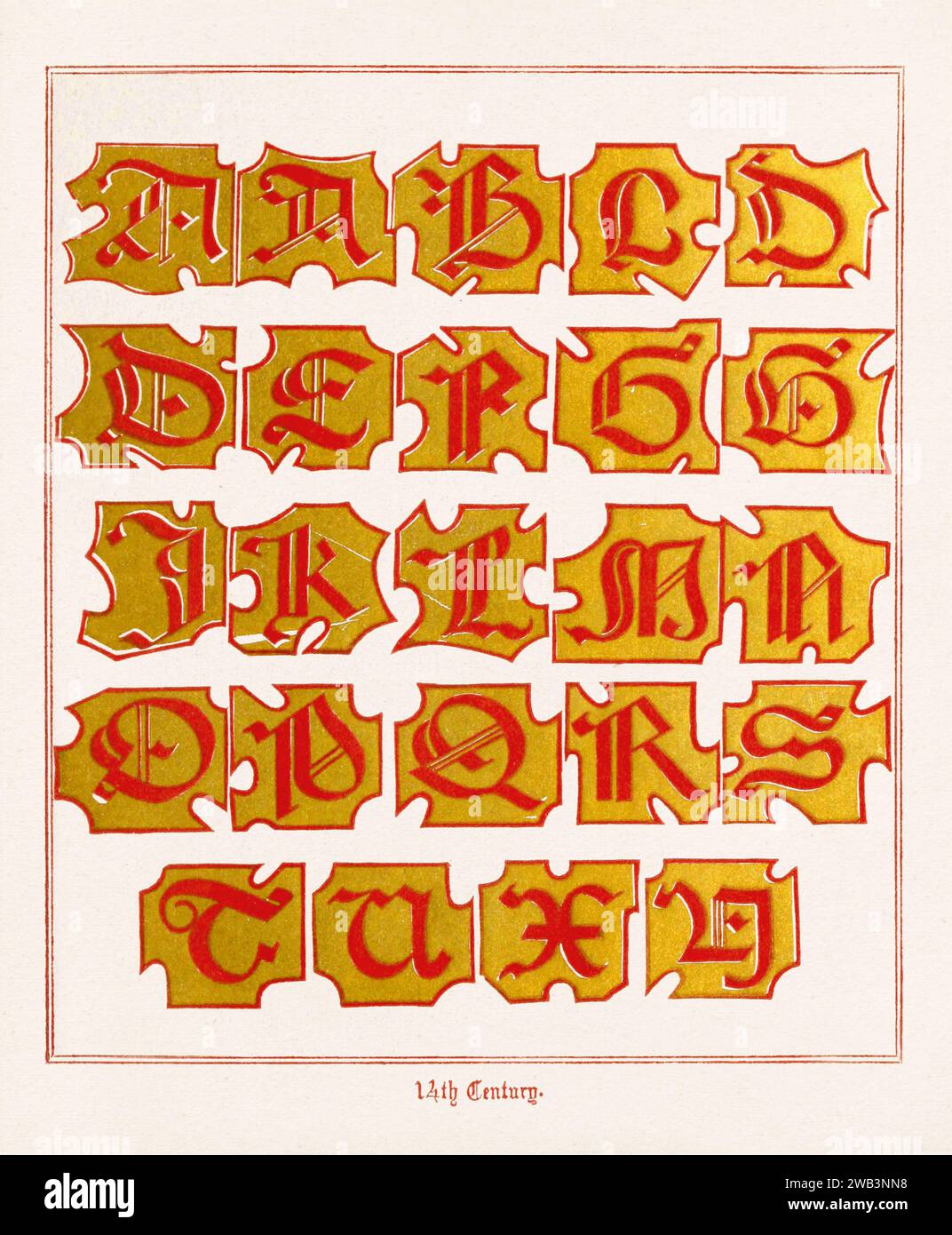 Medieval Alphabet initials. 19th-century book illustration showcasing ...