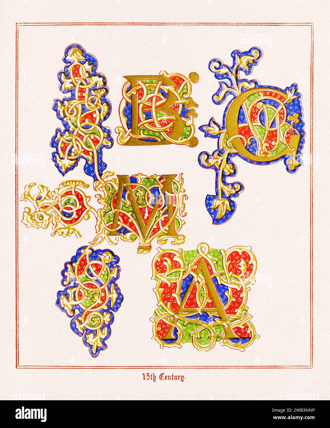 Medieval Alphabet initials. 19th-century book illustration showcasing ...