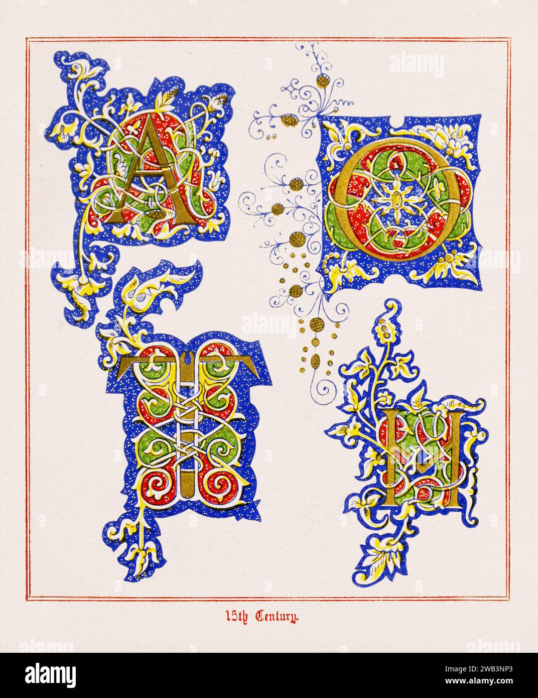 Medieval Alphabet initials. 19th-century book illustration showcasing ...