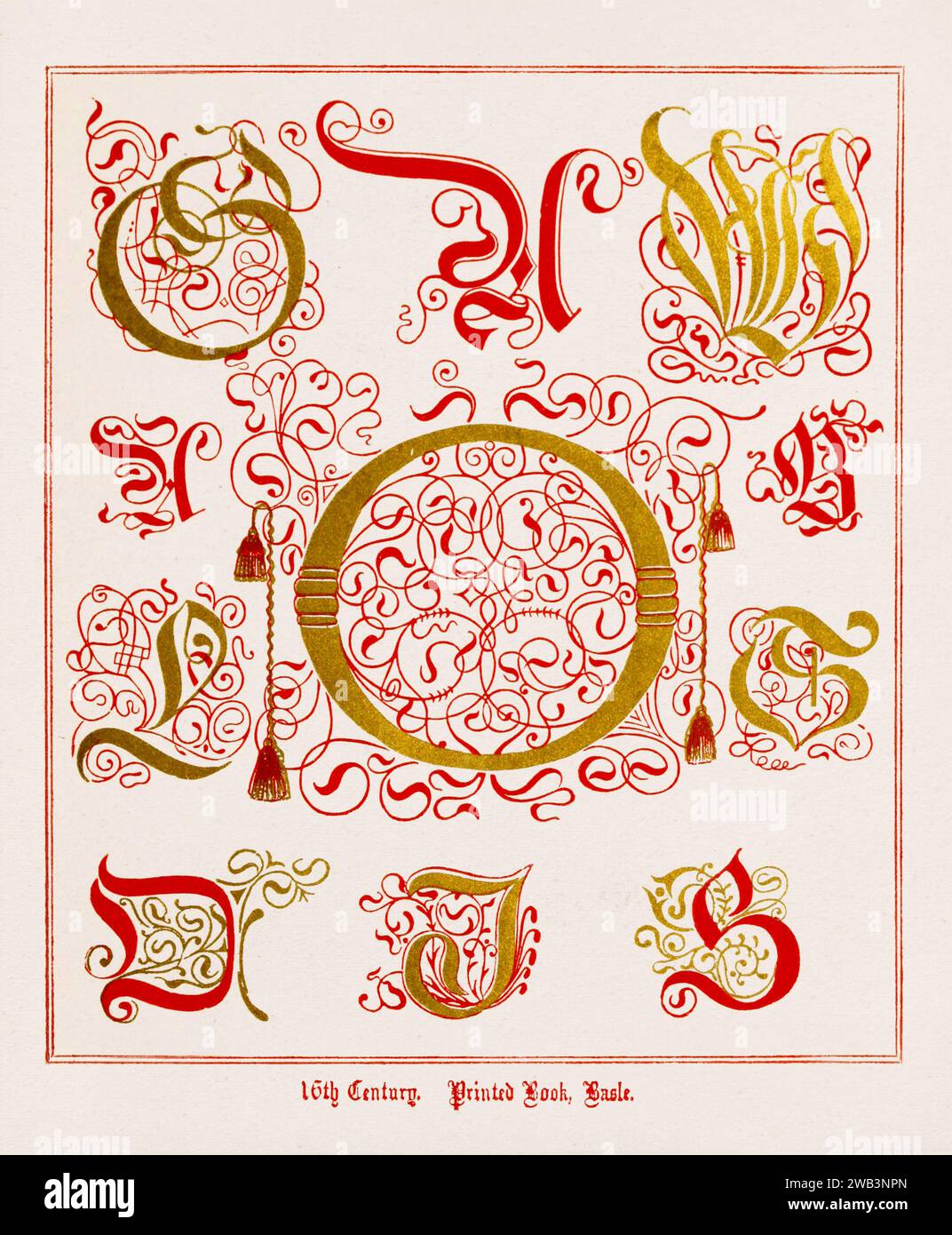 Medieval Alphabet initials. 19th-century book illustration showcasing ...