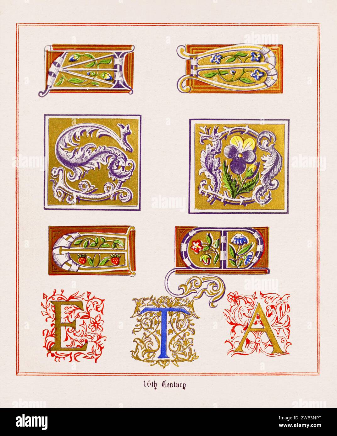 Medieval Alphabet initials. 19th-century book illustration showcasing ...