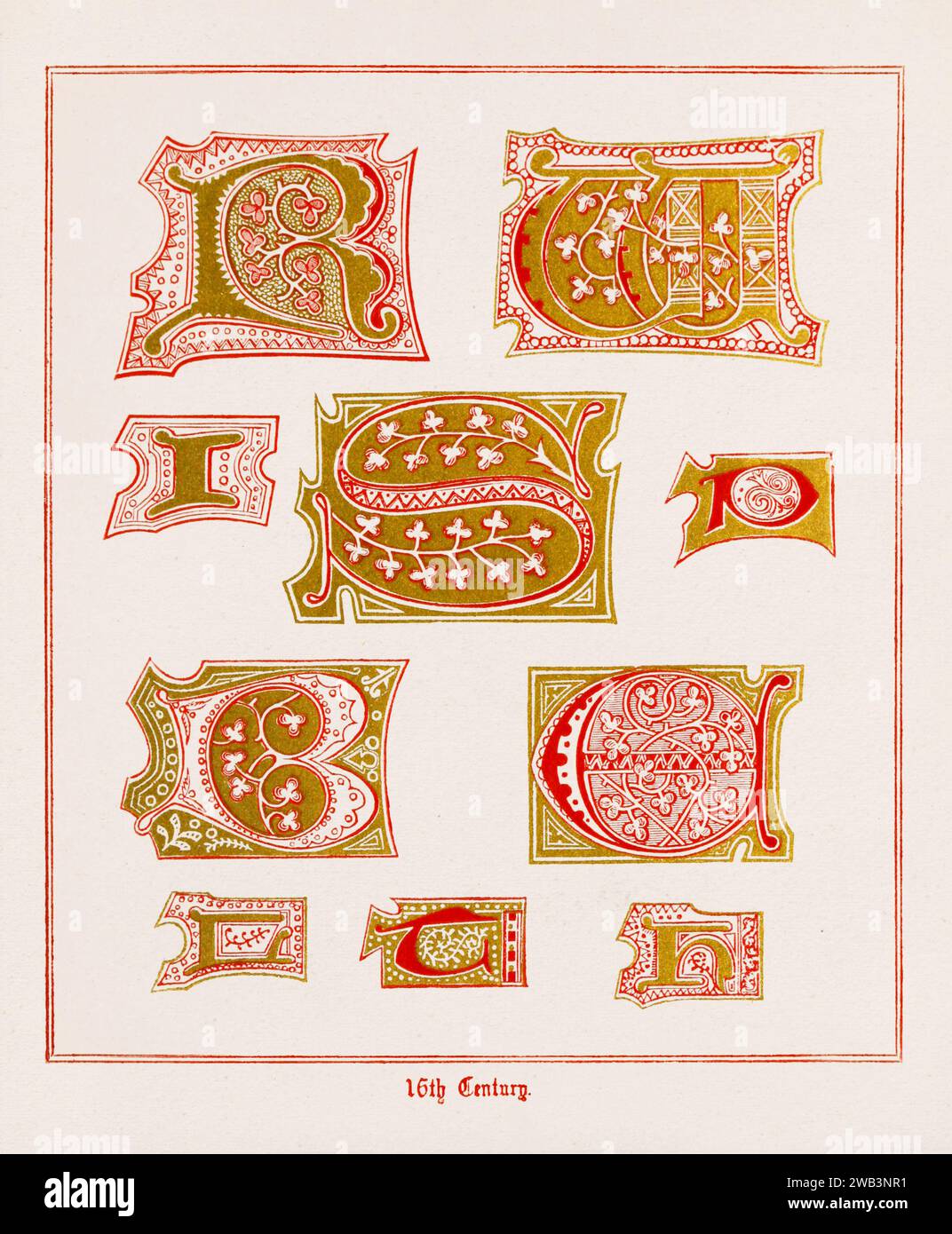 Medieval Alphabet initials. 19th-century book illustration showcasing ...