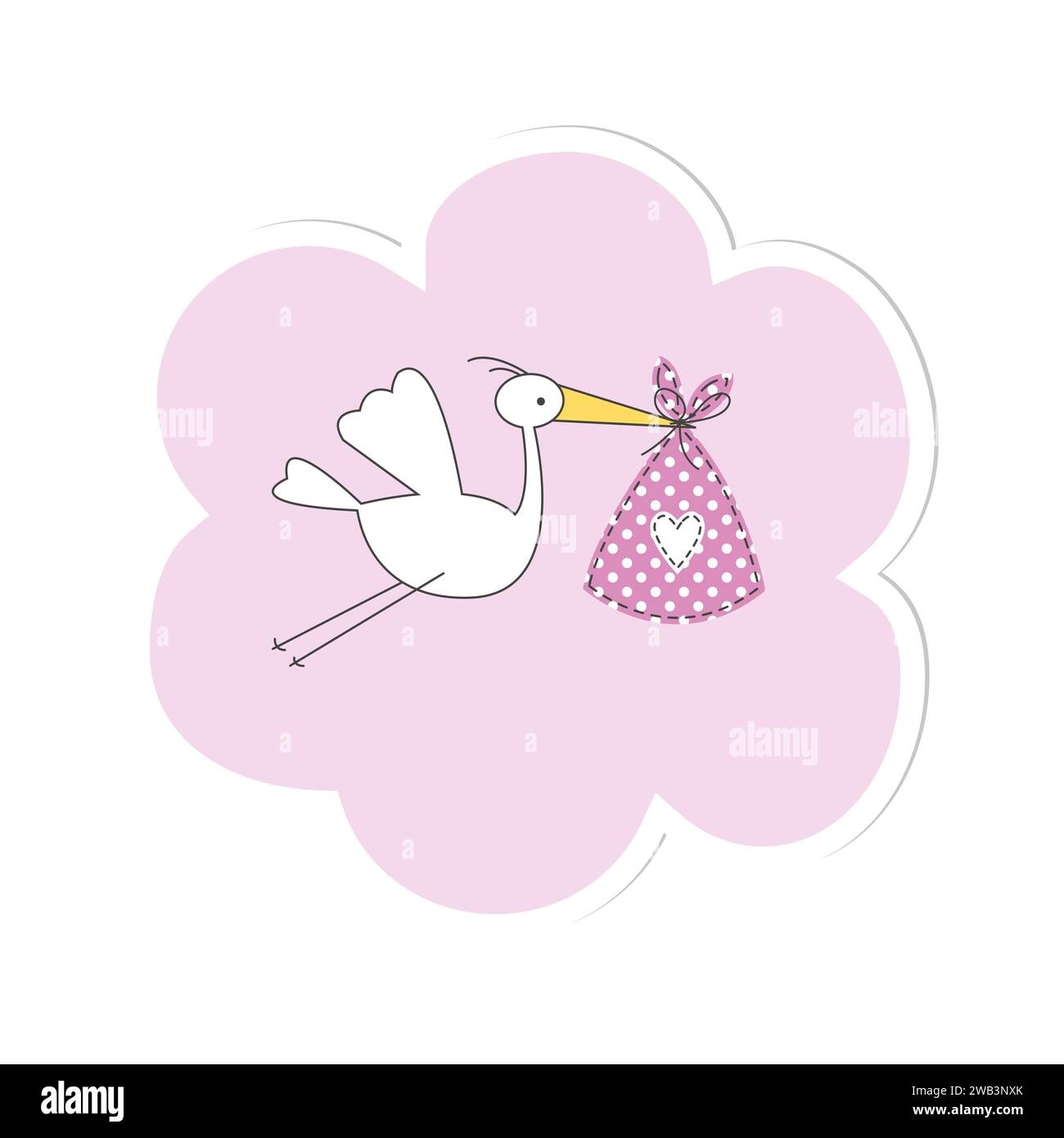 Hand drawn stork on the Sky. Cloud background Stock Vector Image & Art ...