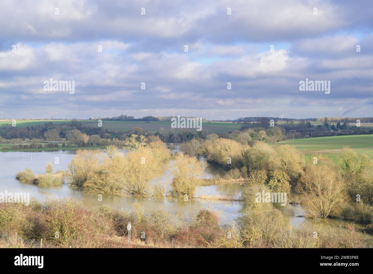 Meadow in flood Northbrook Tackley Oxfordshire England UK Stock Photo ...