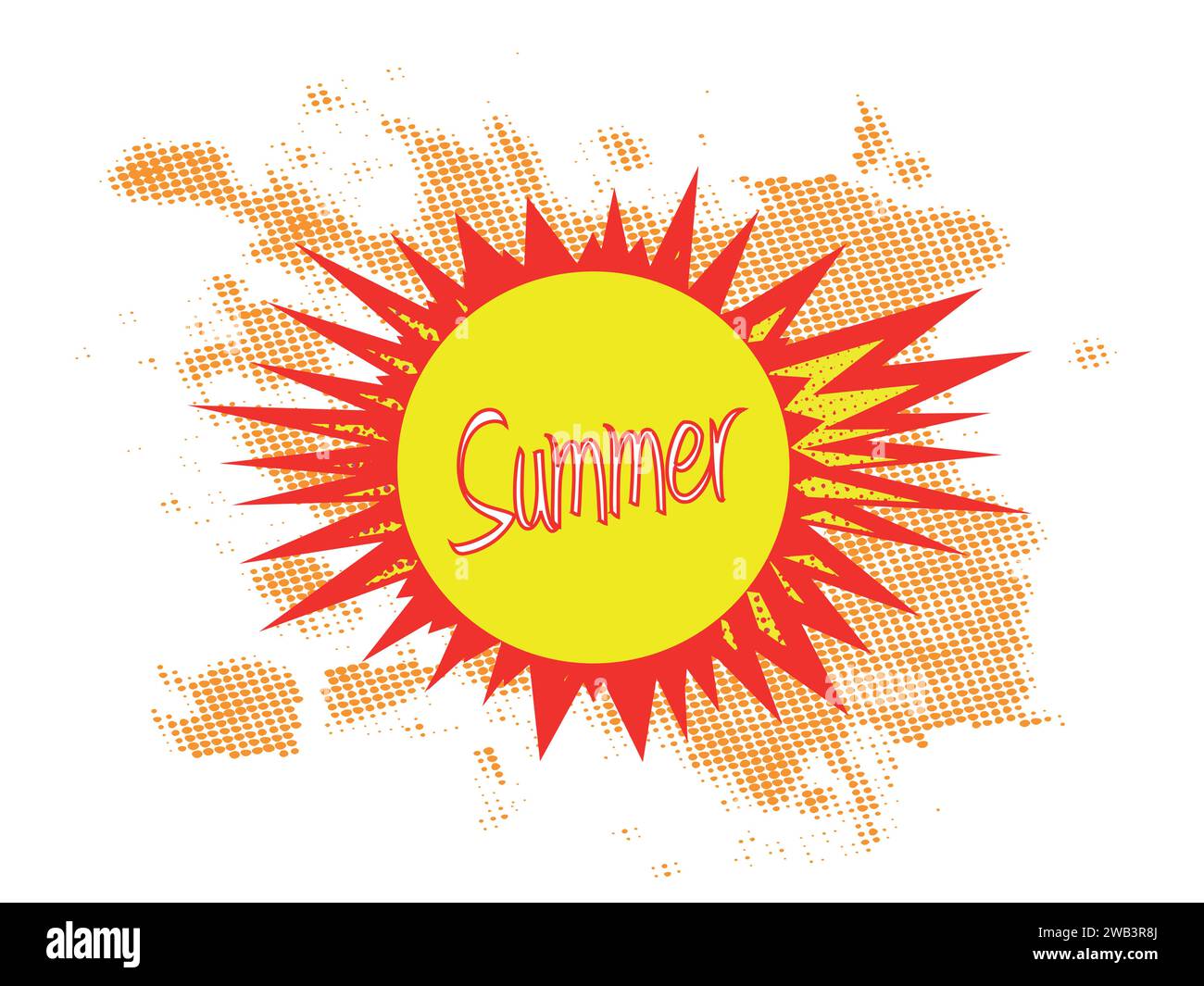 A summer sun splash with the text Summer all over a white background ...
