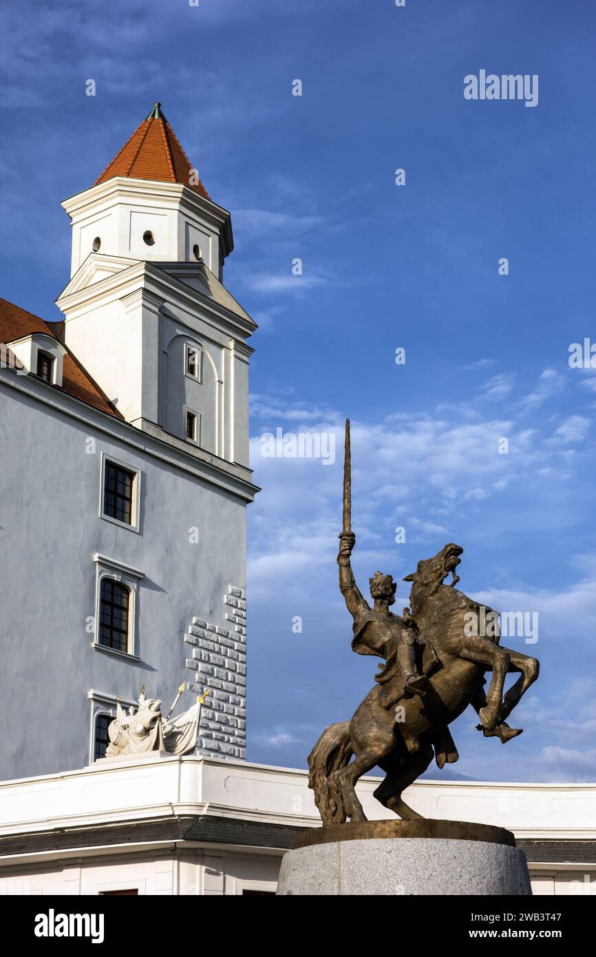 King Svatopluk statue in the front of Bratislava Castle in Slovakia ...