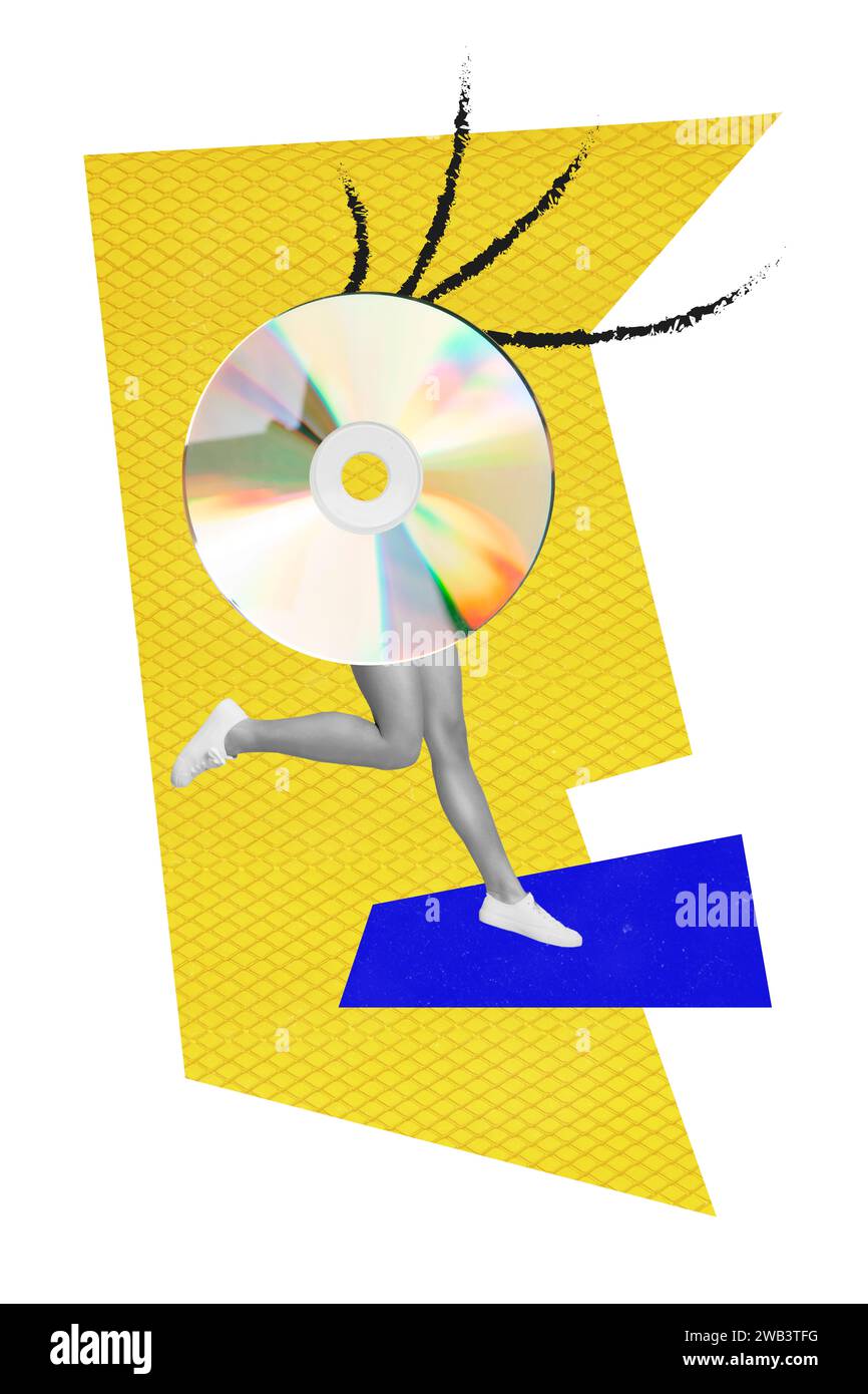 Vertical collage creative illustration monochrome effect legs run jump ...