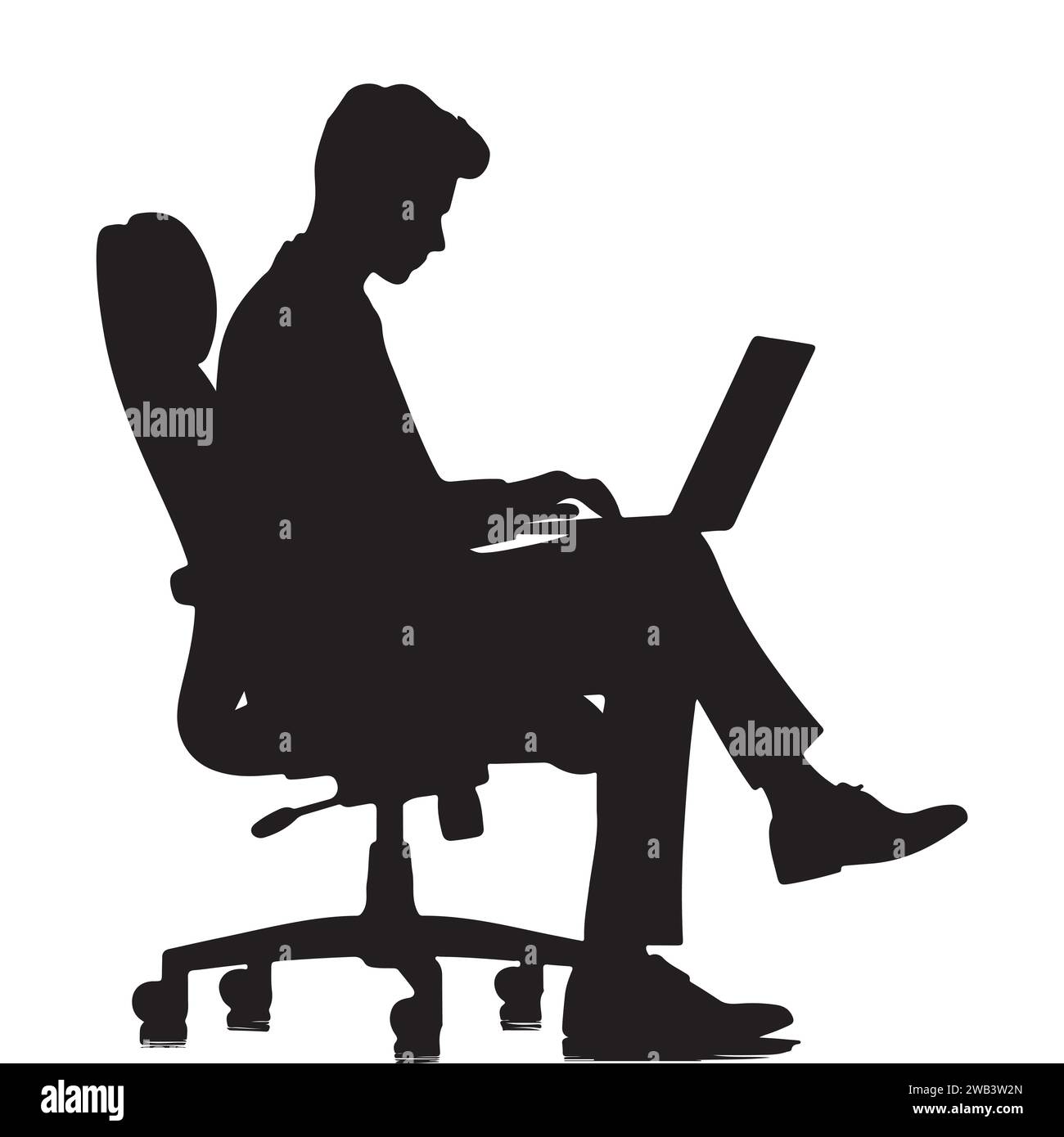 Businesswoman using laptop computer on Black and White Stock Photos ...