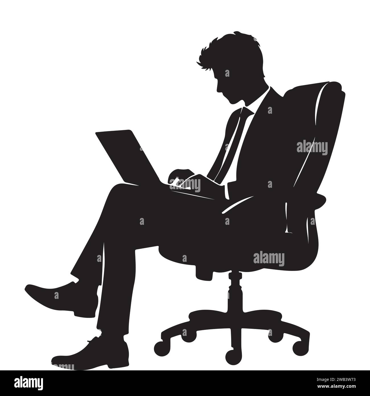 Businesswoman using laptop computer on Black and White Stock Photos ...