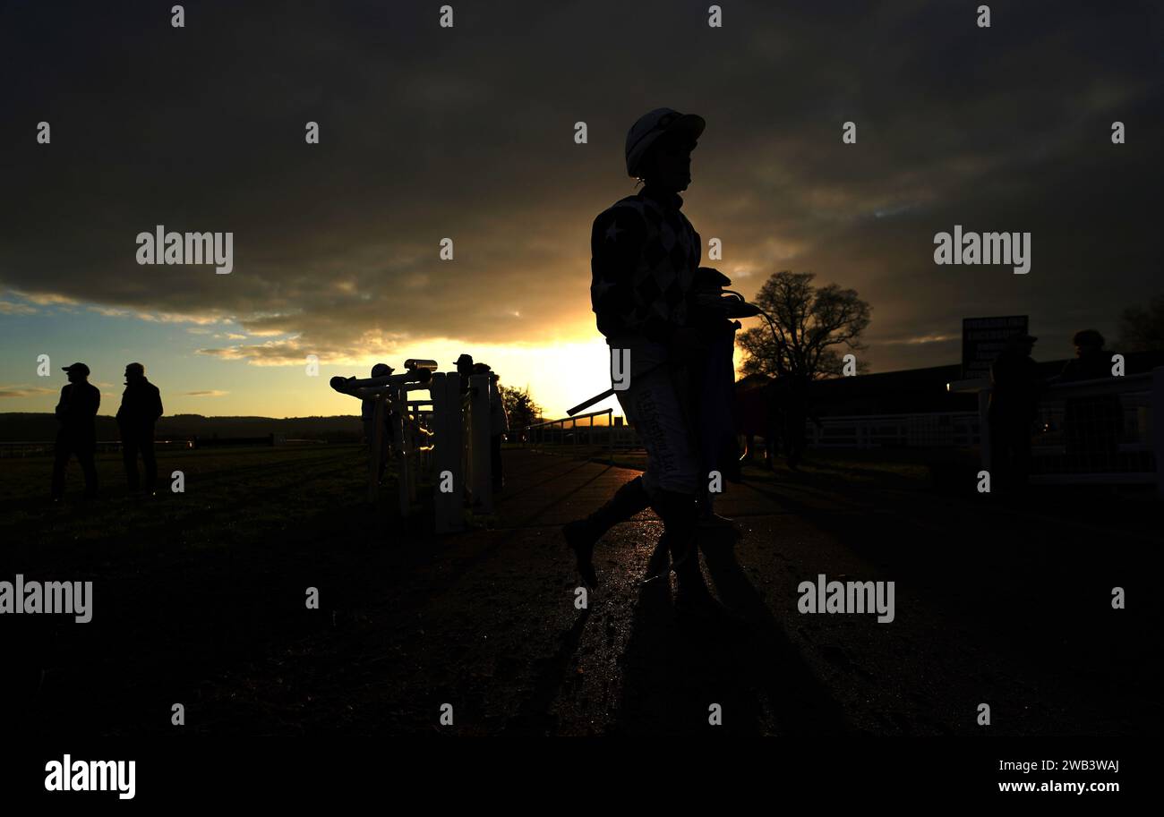 A jockey walks in after the Geoffrey Bosley "Tally Ho" Open Hunters ...