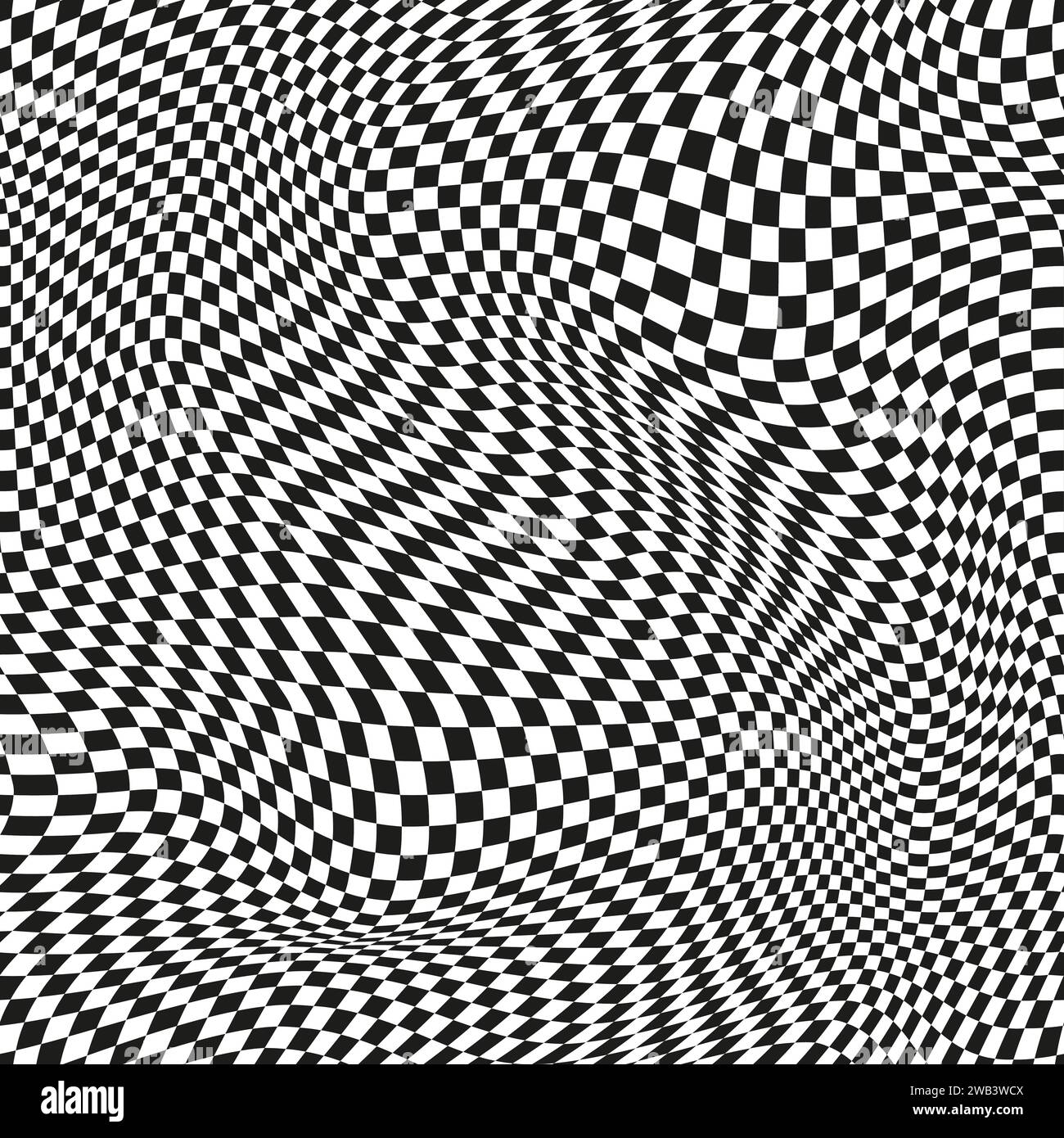 Seamless checkered pattern. Distorted optical illusion banner. Op art ...