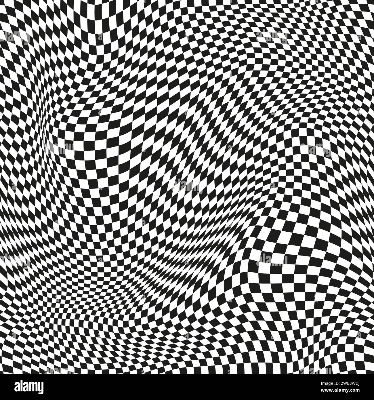 Seamless checkered pattern. Distorted optical illusion banner. Op art ...
