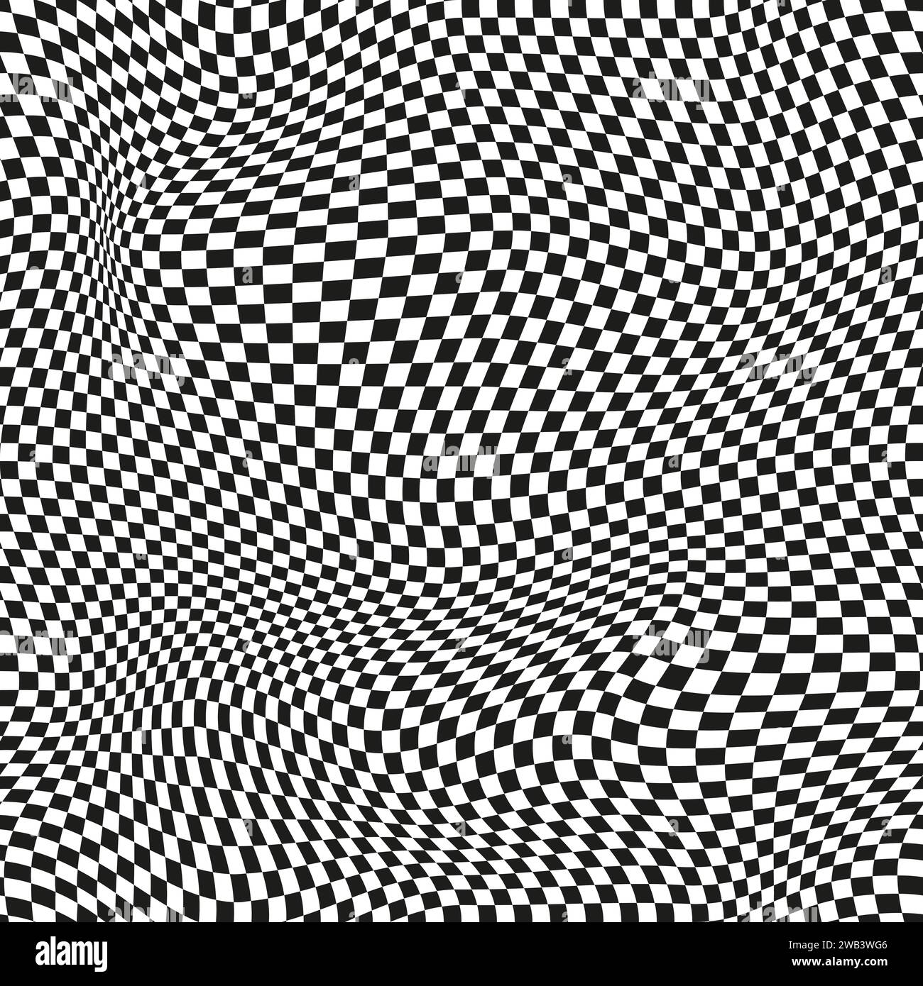Seamless checkered pattern. Distorted optical illusion banner. Op art ...