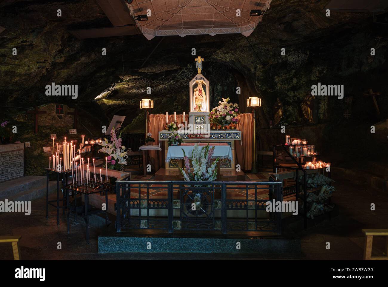 Combas, France - August 16, 2023: The Remonot cave-chapel of Our lady ...