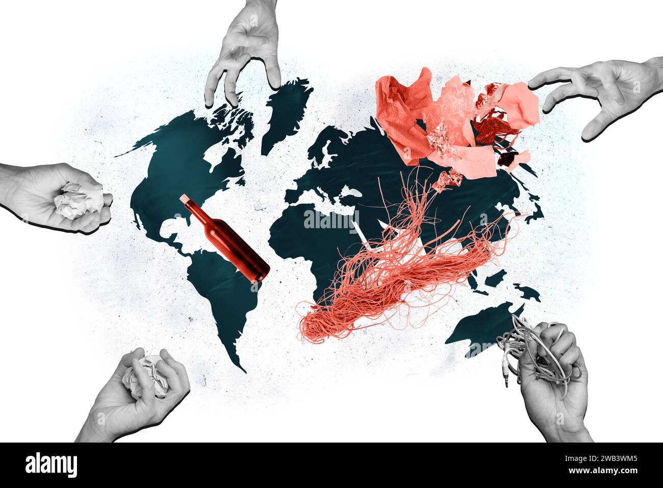 Creative banner collage picture global international earth pollution ...