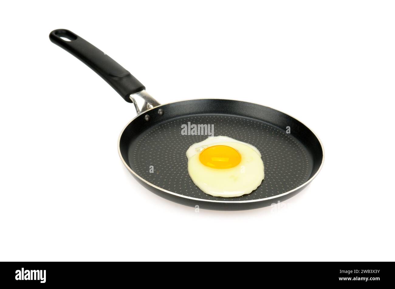 Fried eggs in a pan isolated on white background Stock Photo - Alamy