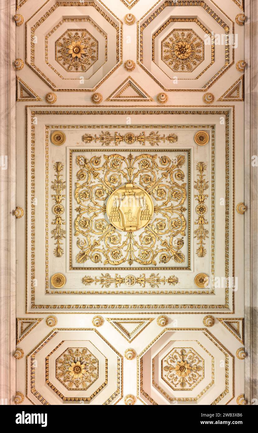 Decorated ceiling in the papal basilica of St Paul outside the Walls ...