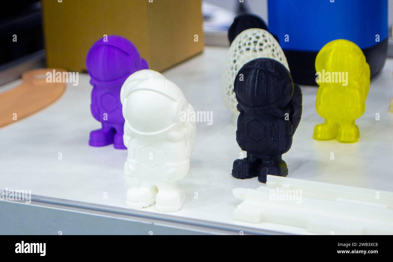 Abstract models printed on 3D printer. 3D printer created object from ...