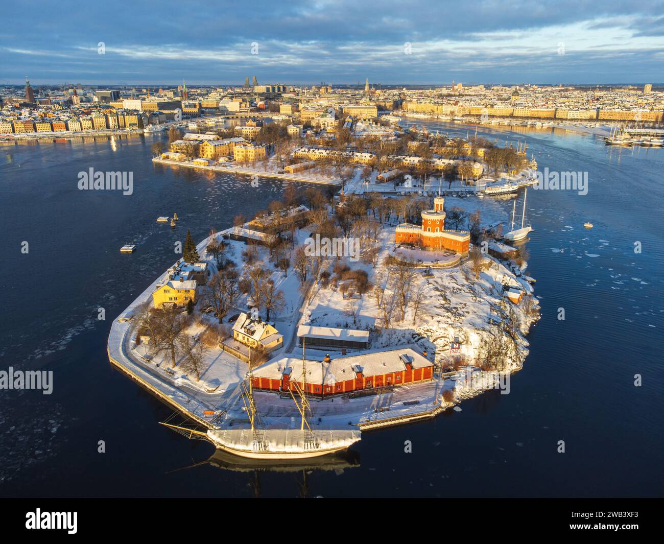 Panoramic view of the islands of Skeppsholmen and Kastellholmen d in ...