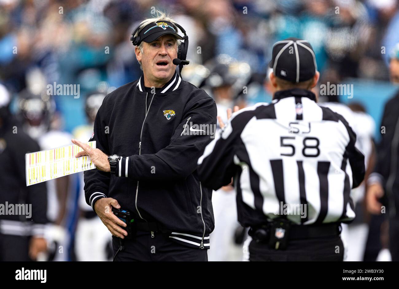 Jacksonville Jaguars head coach Doug Pederson reacts to a play as he ...