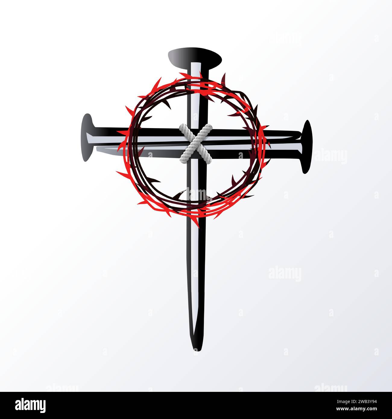 Jesus Christ cross made of nails. Easter Sunday service banner with ...