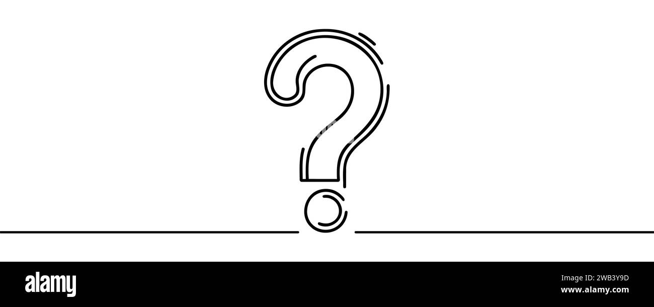 Question mark linear background. One continuous drawing of a question ...
