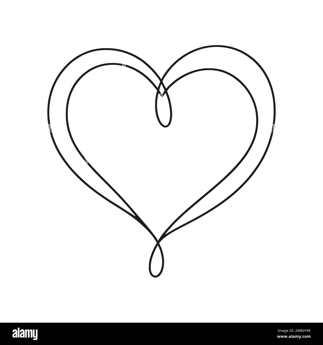 The heart is drawn in one line drawing. Vector illustration Stock ...