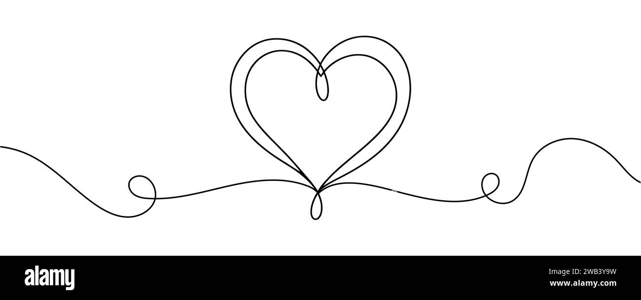 The heart is drawn in one line drawing. Vector illustration Stock ...