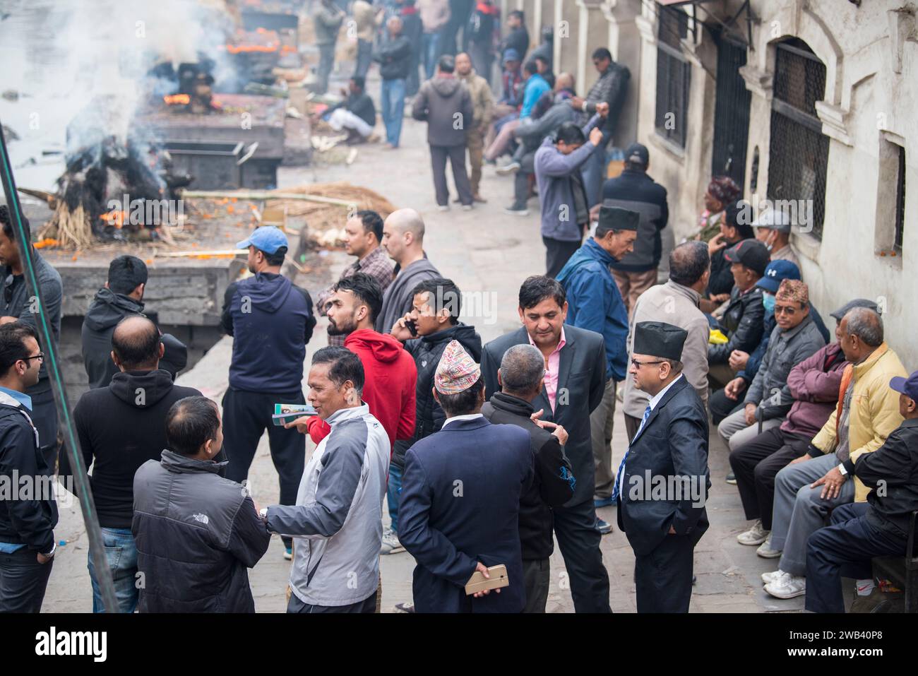 Kathmandu, Nepal- April 20,2019 : Hindu People Cremating dead bodies ...