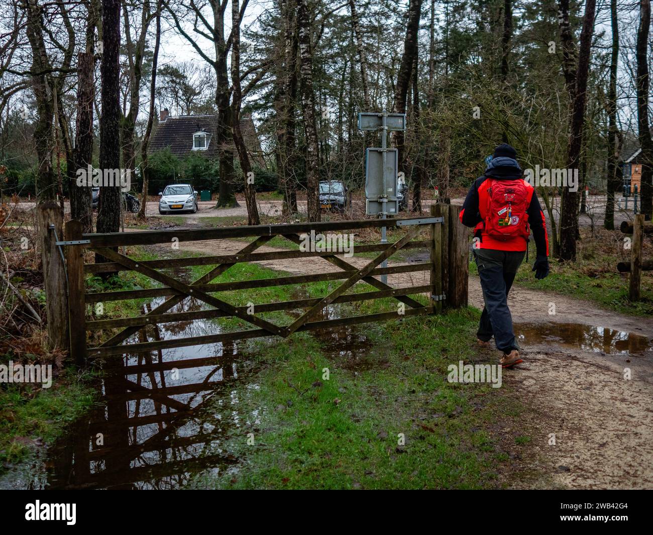 Utrecht, Netherlands. 06th Jan, 2024. A hiker is seen crossing a ...