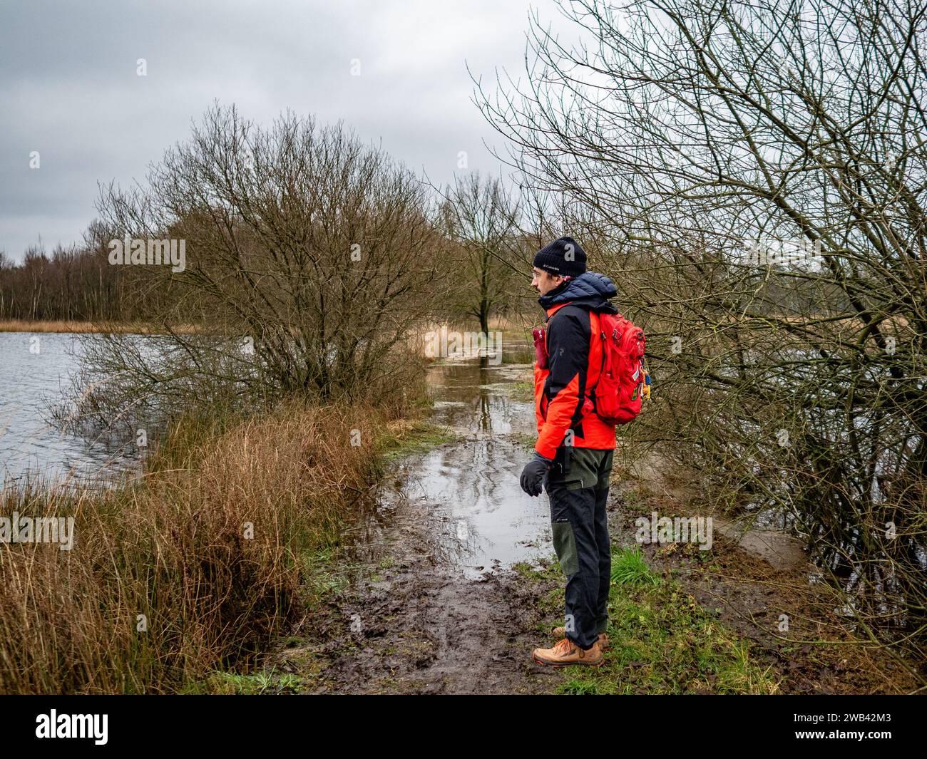 Utrecht, Netherlands. 06th Jan, 2024. A hiker is seen looking at one of ...