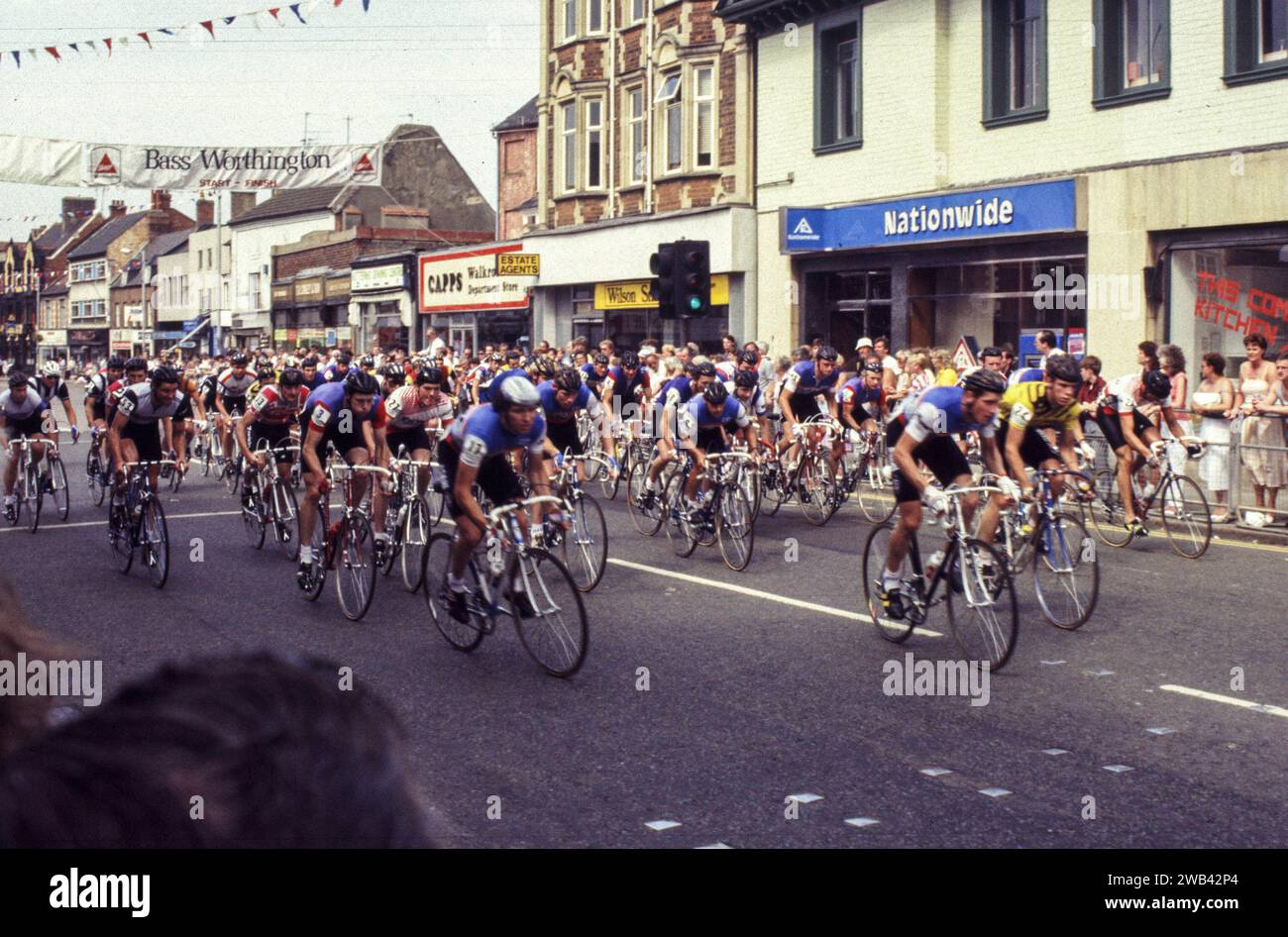 International cycle racing in Kettering Town centre in 1986 Stock Photo ...