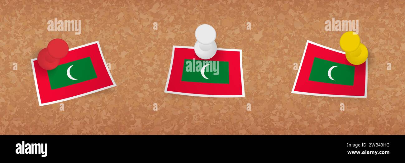 Maldives flag pinned in cork board, three versions of Maldives flag ...