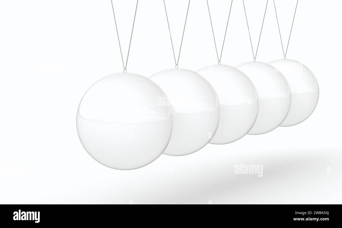 newton cradle white on light background. 3d render Stock Photo - Alamy