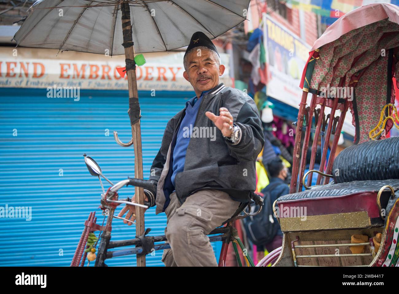 Kathmandu, Nepal - April 20,2019 : In Nepal cycle rickshaws are still ...