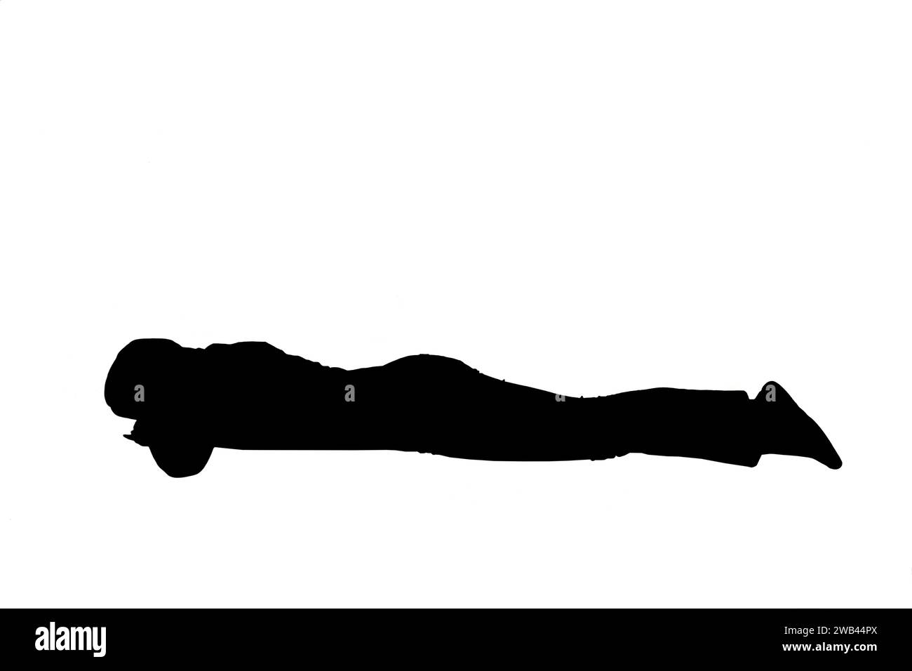 silhouette of young girl lying upside down on white background Stock ...