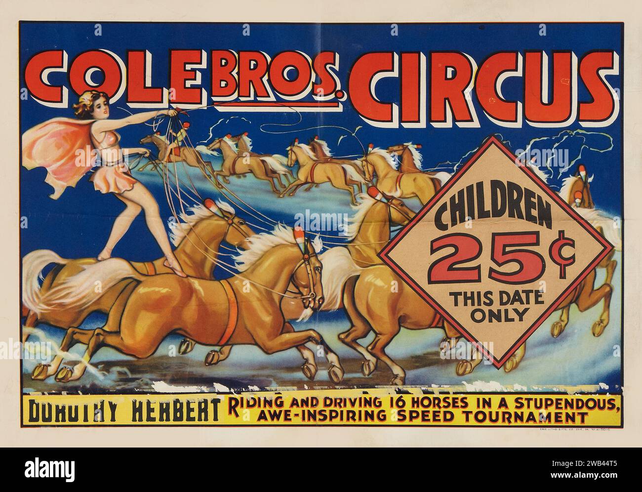 Circus Poster (Cole Brothers, 1930s). Poster feat Dorothy Herbert and ...