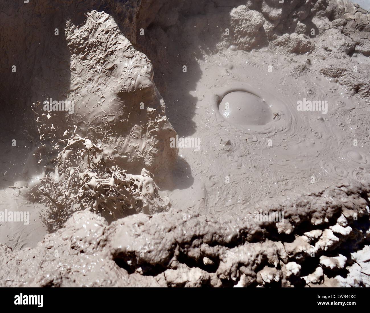 Erupting and splashing hot springs and mud pools, Sol de Mañana,Bolivia ...