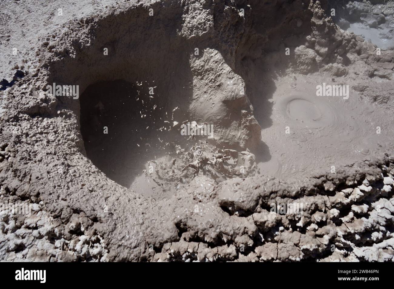 Erupting and splashing hot springs and mud pools, Sol de Mañana,Bolivia ...