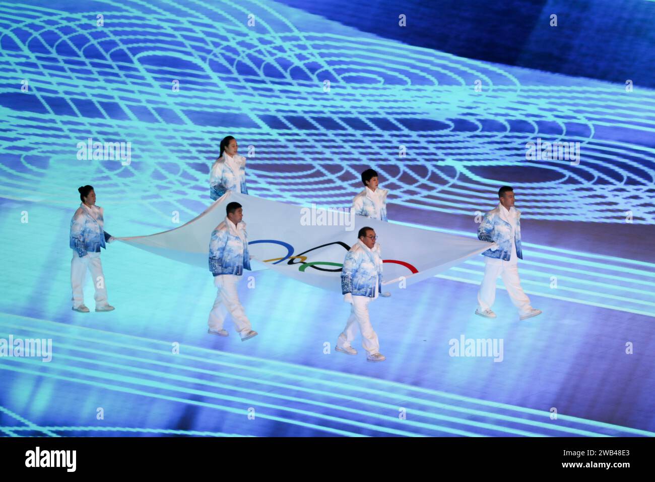 FEB 4, 2022 - Beijing, China: The Olympic flag, carried by Luo Zhihuan ...