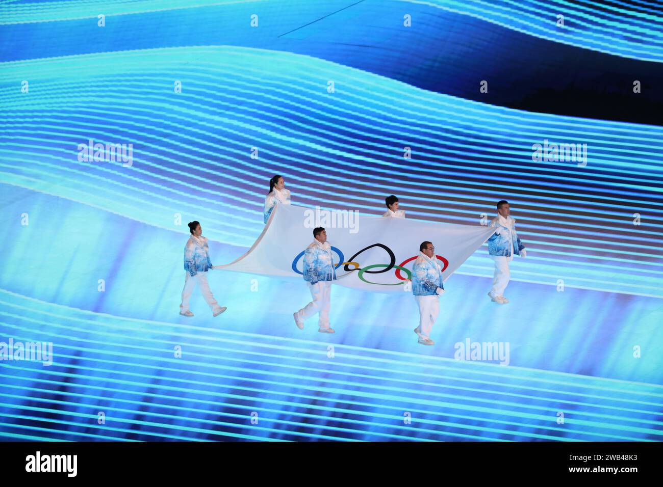 FEB 4, 2022 - Beijing, China: The Olympic flag, carried by Luo Zhihuan ...