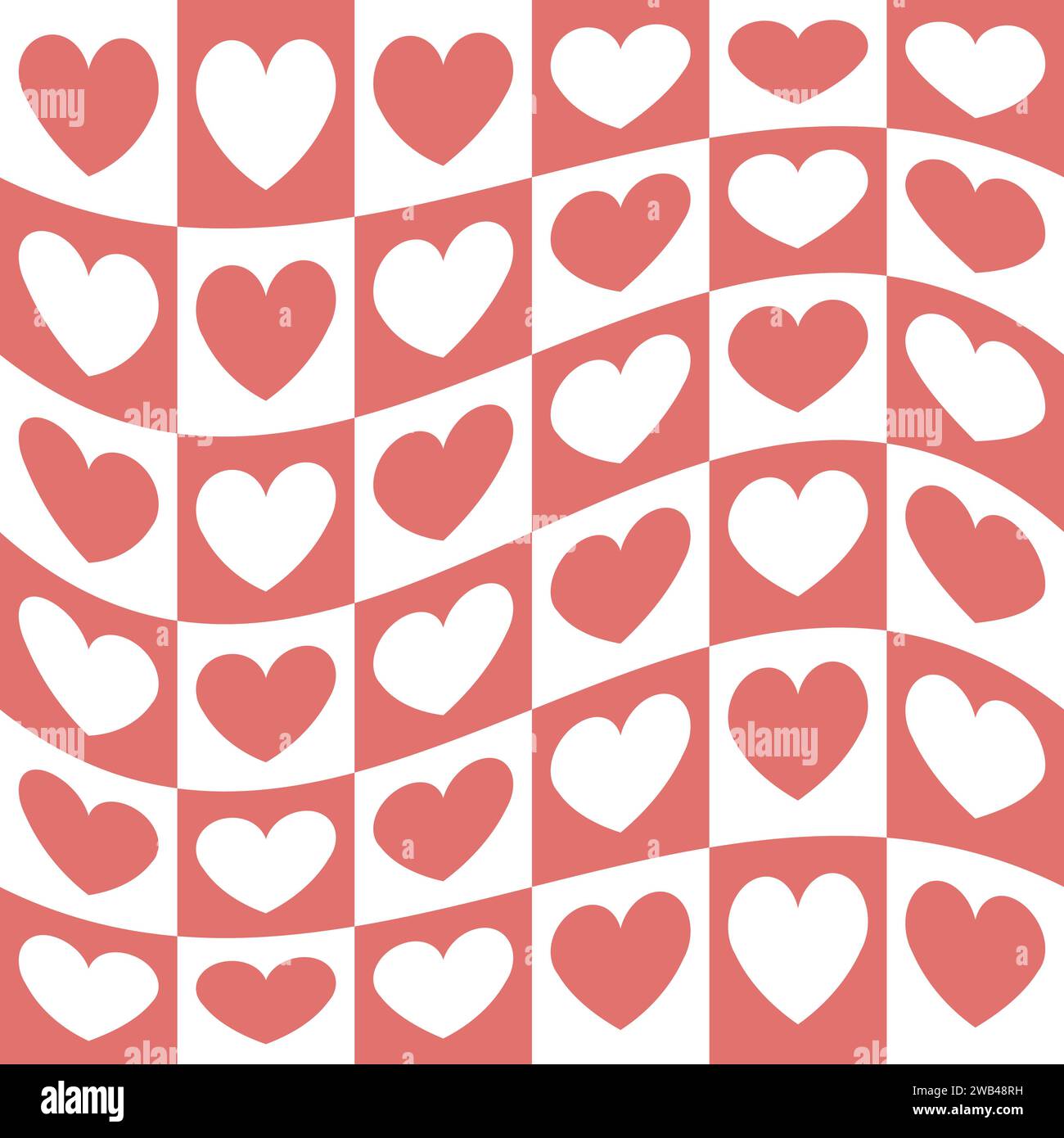 Vector seamless pattern of groovy retro heart Stock Vector Image & Art ...