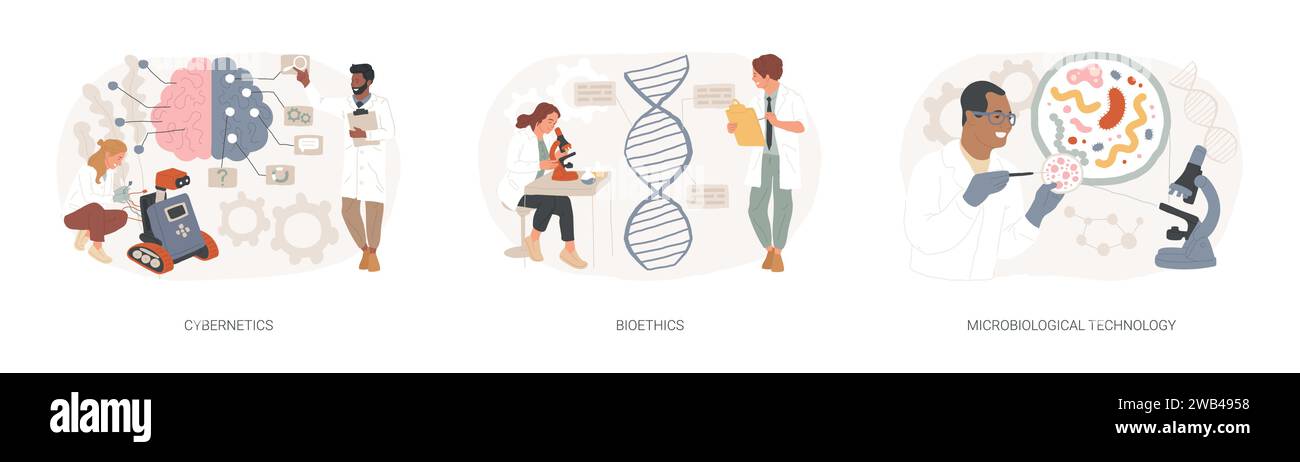 Biological science isolated concept vector illustration set ...