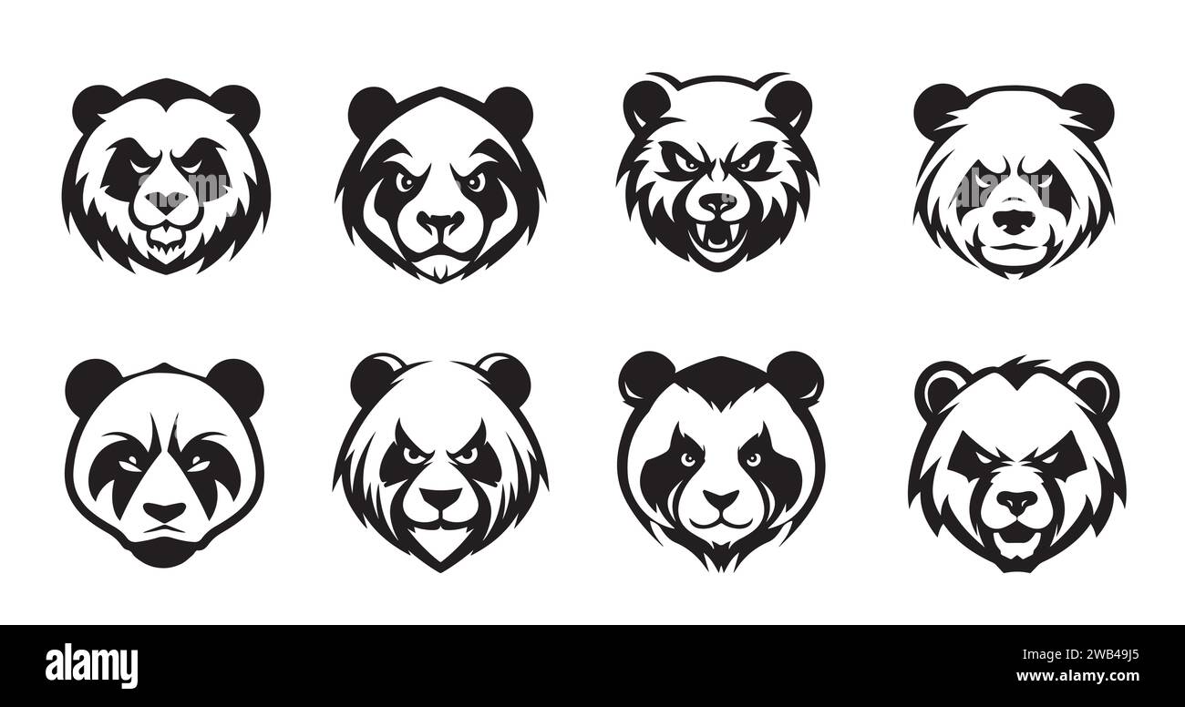 Panda icon, Panda Logo abstract design vector template Negative space ...