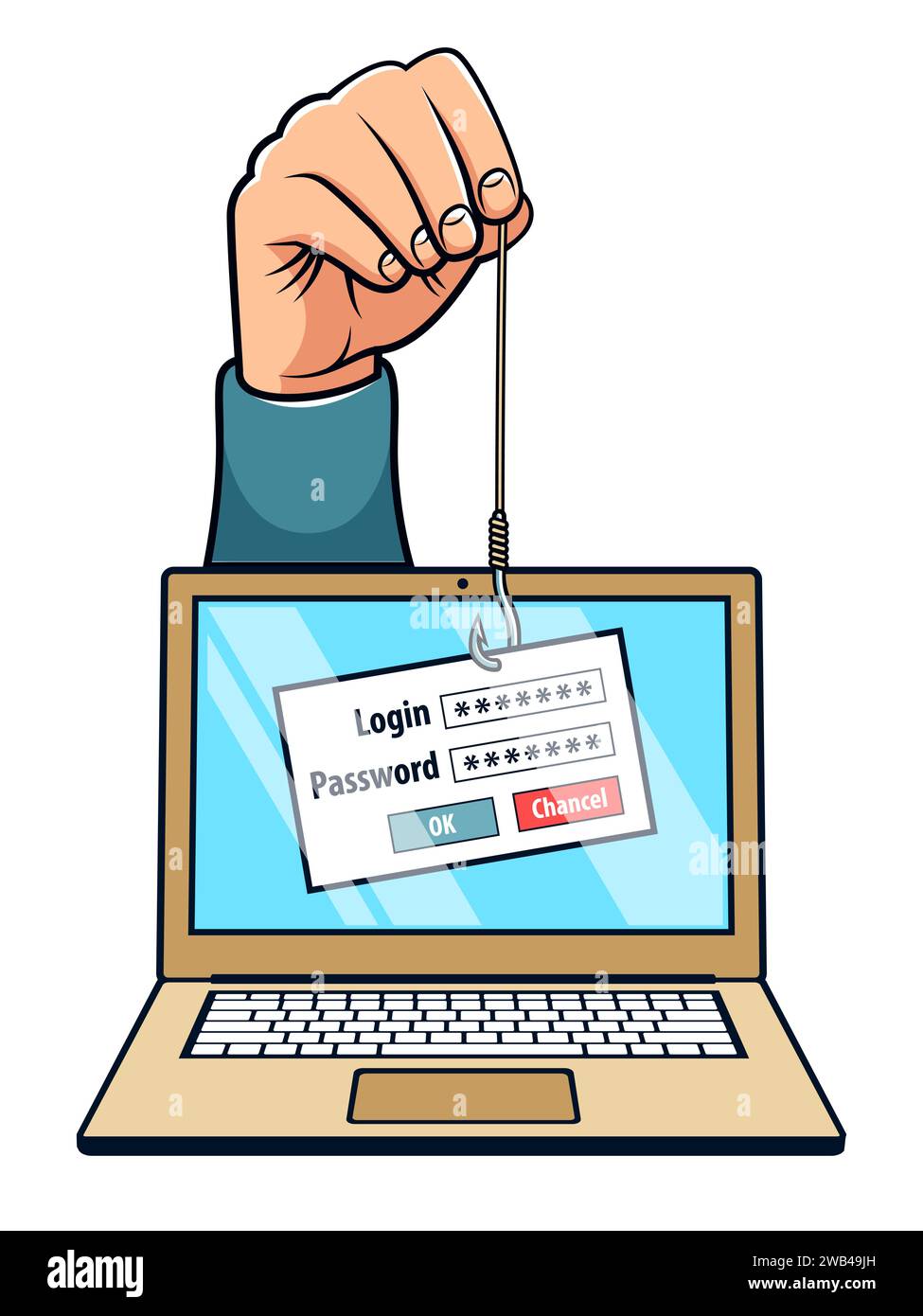 Phishing laptop illustration Stock Vector Images - Alamy