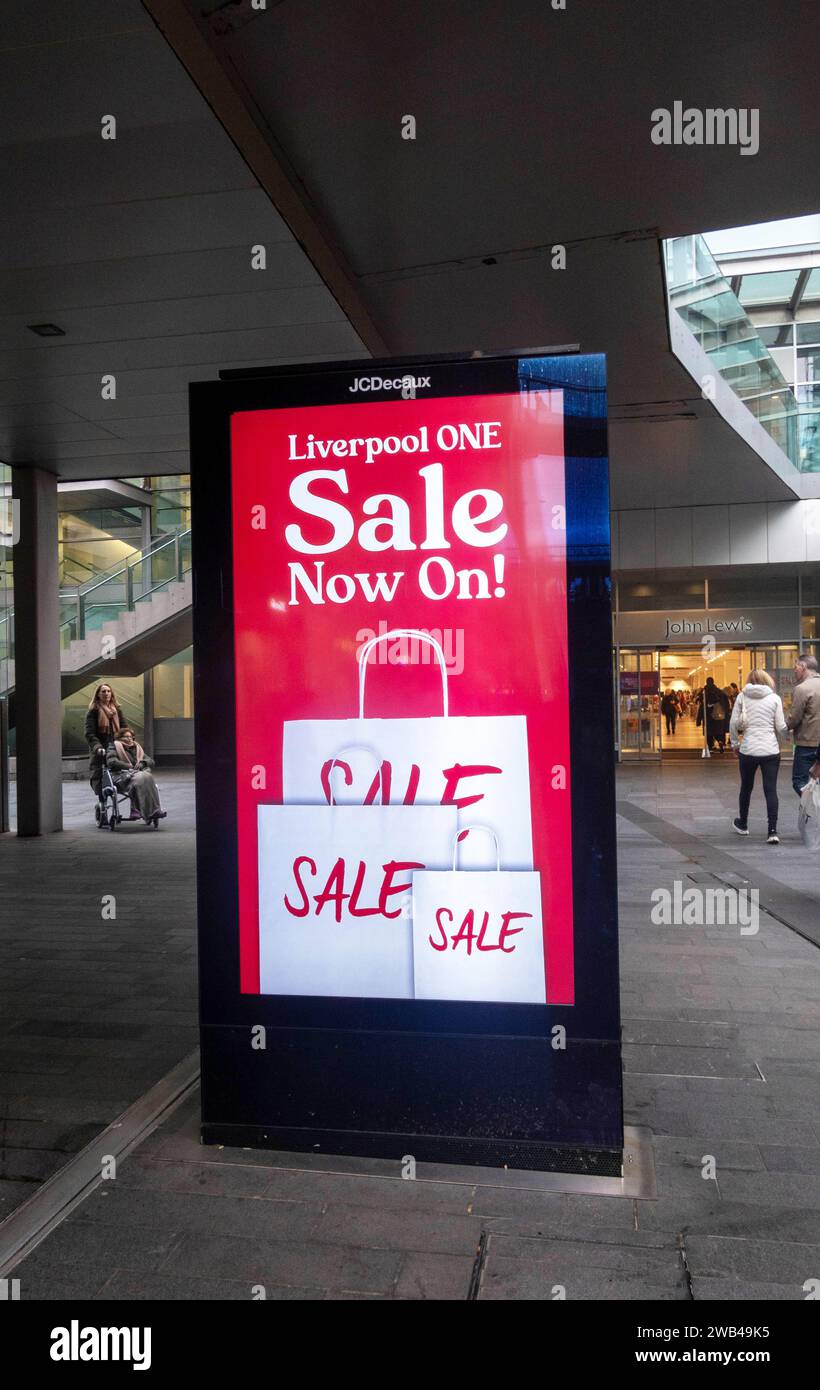 Liverpool One sale sign Stock Photo - Alamy