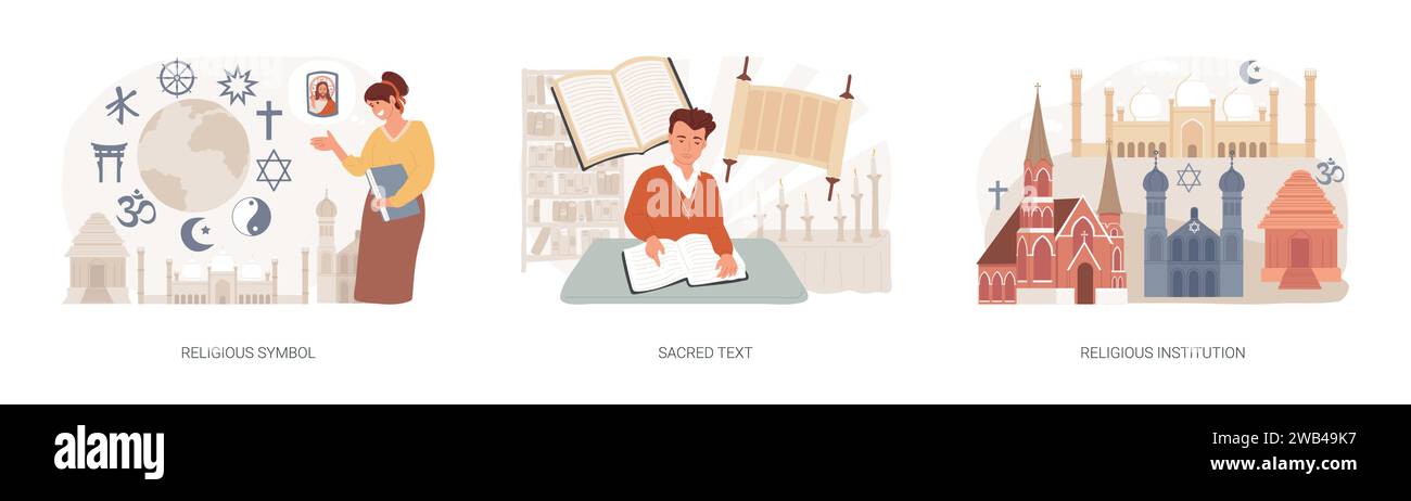 Religious practice isolated concept vector illustration set. Religious ...