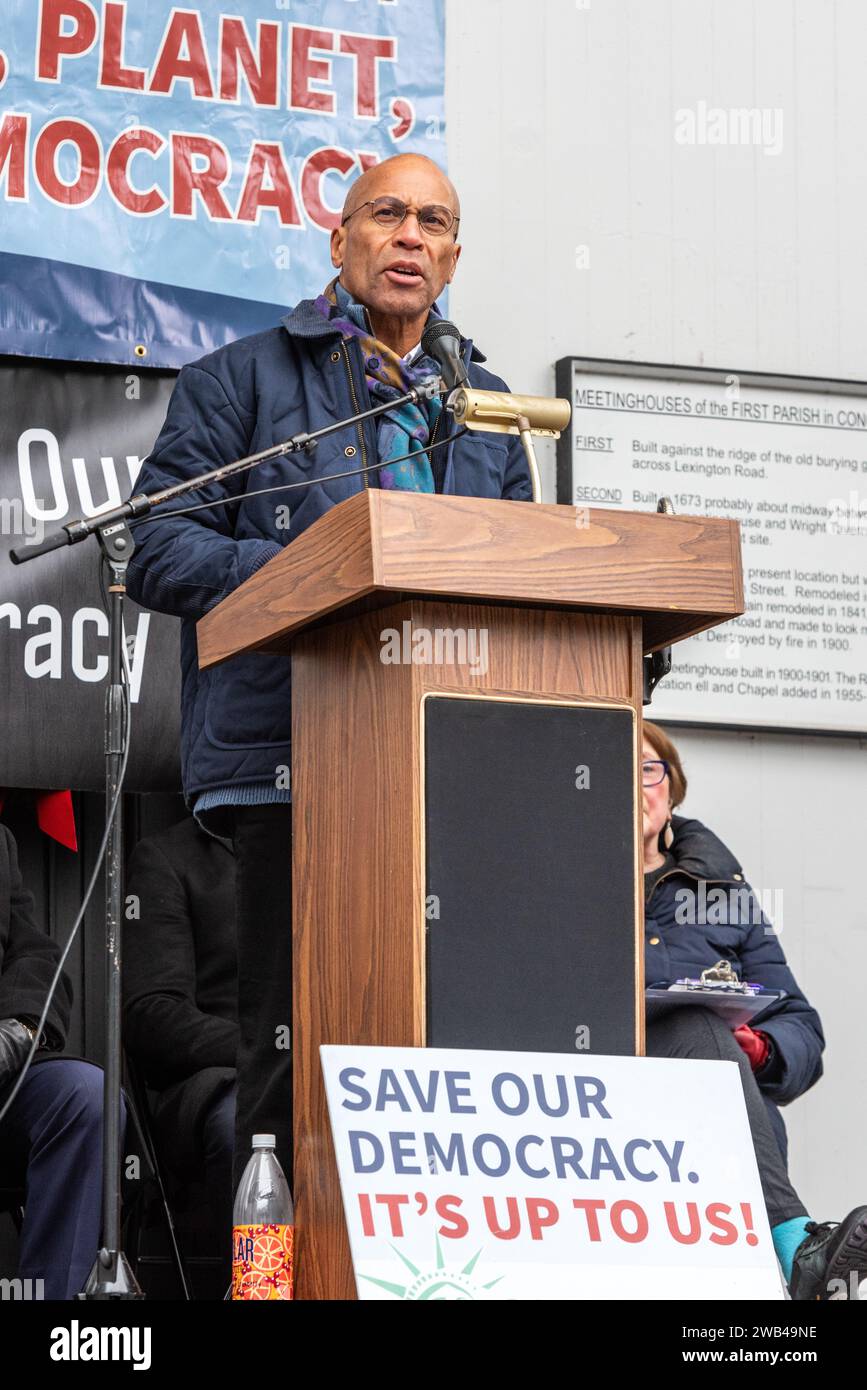 Deval Patrick (former Massachusetts Governor) speaking to a large group ...